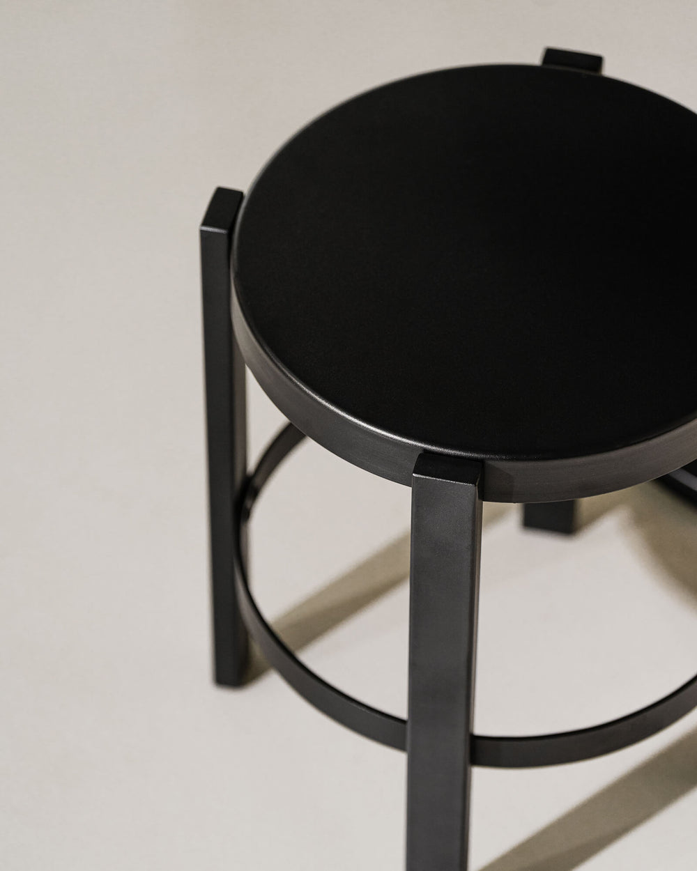 Doon Stool - minimal small, round steel stool in blue - noo.ma