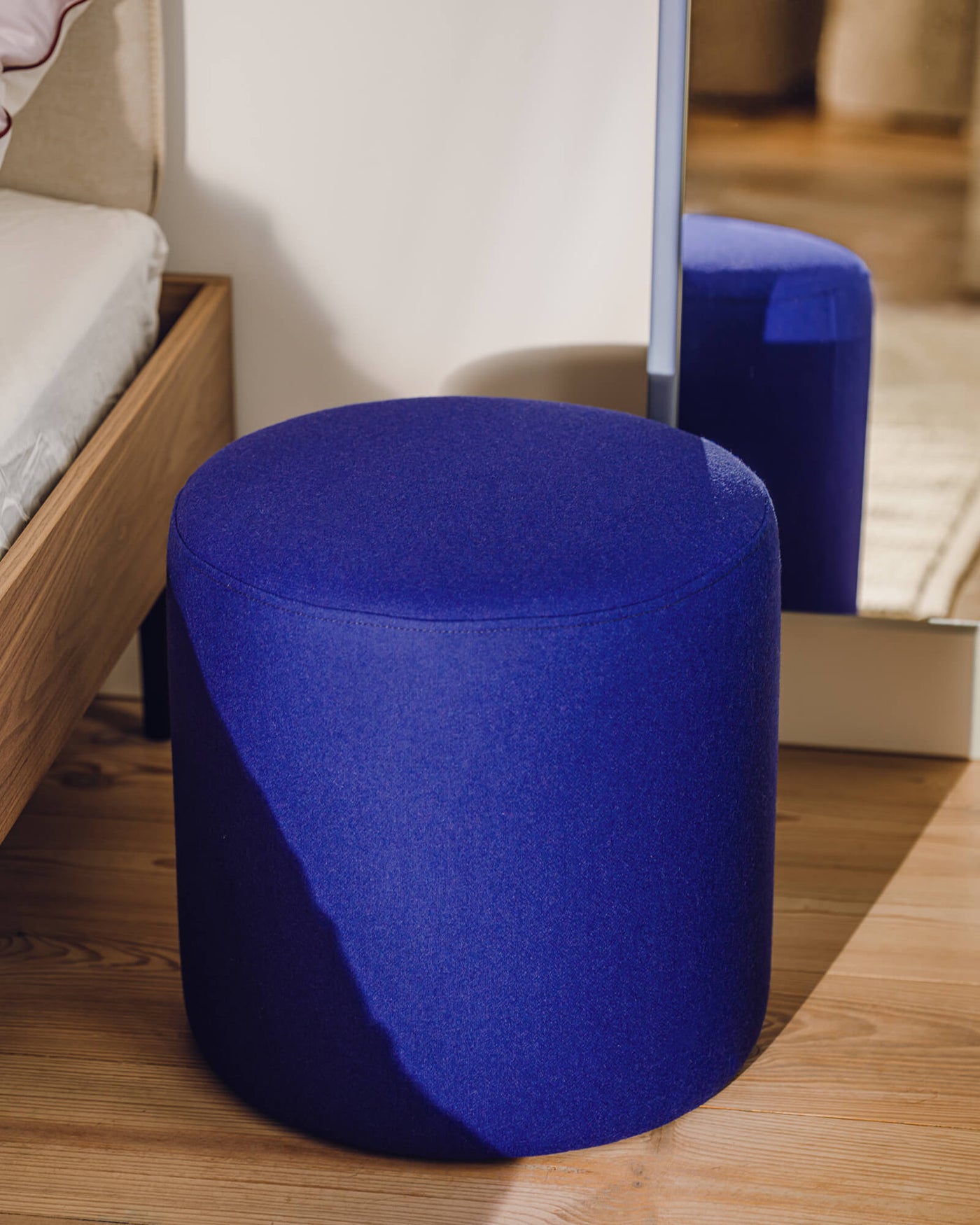 Folk Pouf Tall - orange, round pouf, modern seating - noo.ma