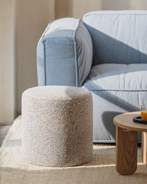 Folk Pouf Tall - grey, round pouf, wool seating - noo.ma
