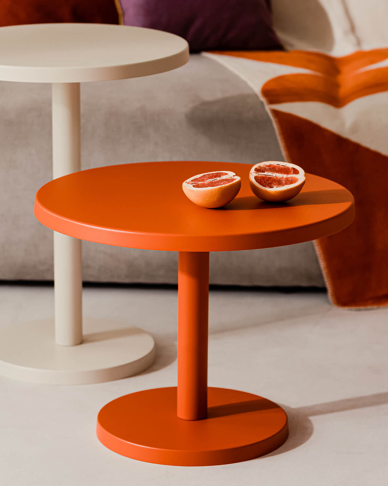Odo Side Table - low - steel round orange side table - noo.ma