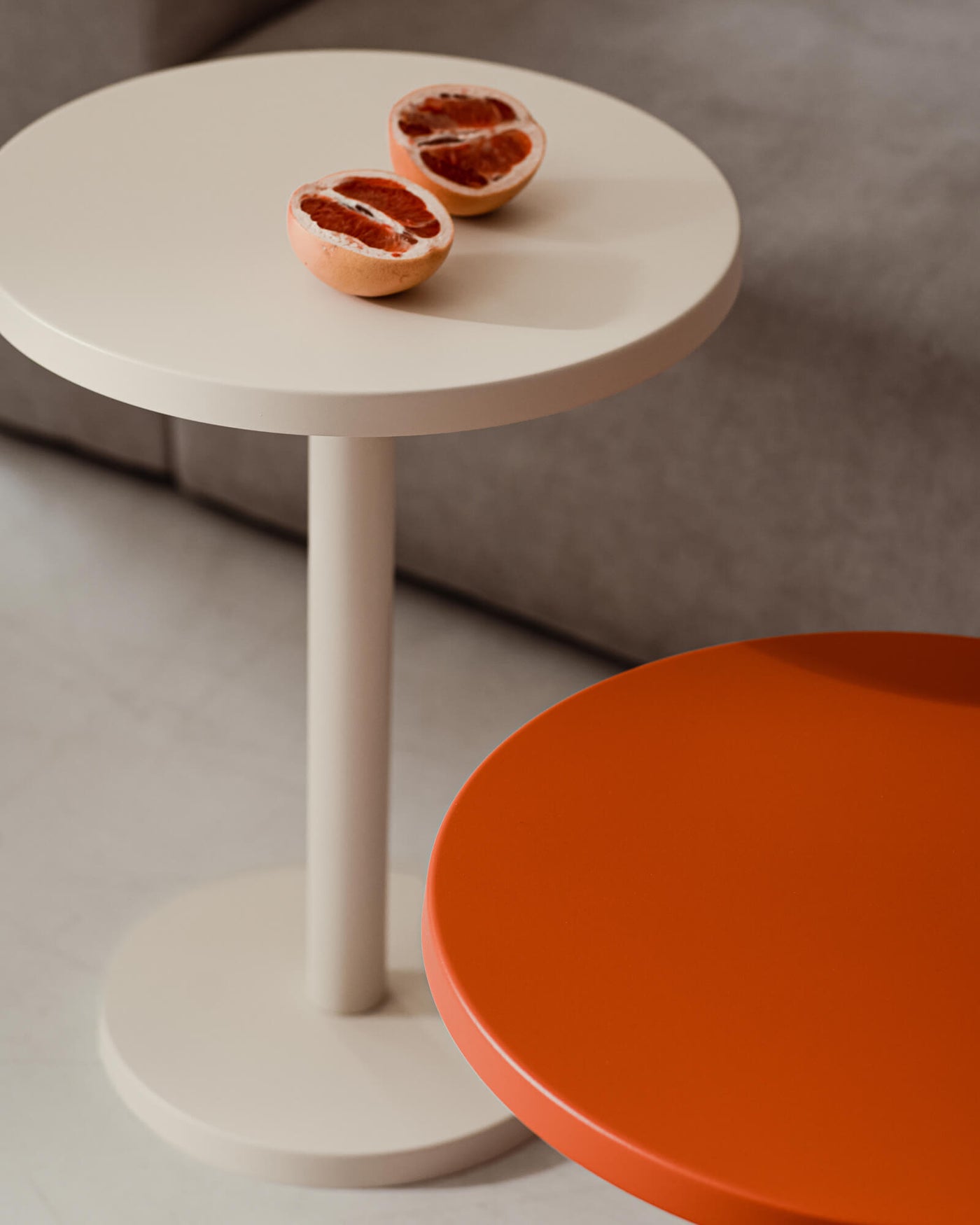 Odo Side Table - low - steel round orange side table - noo.ma