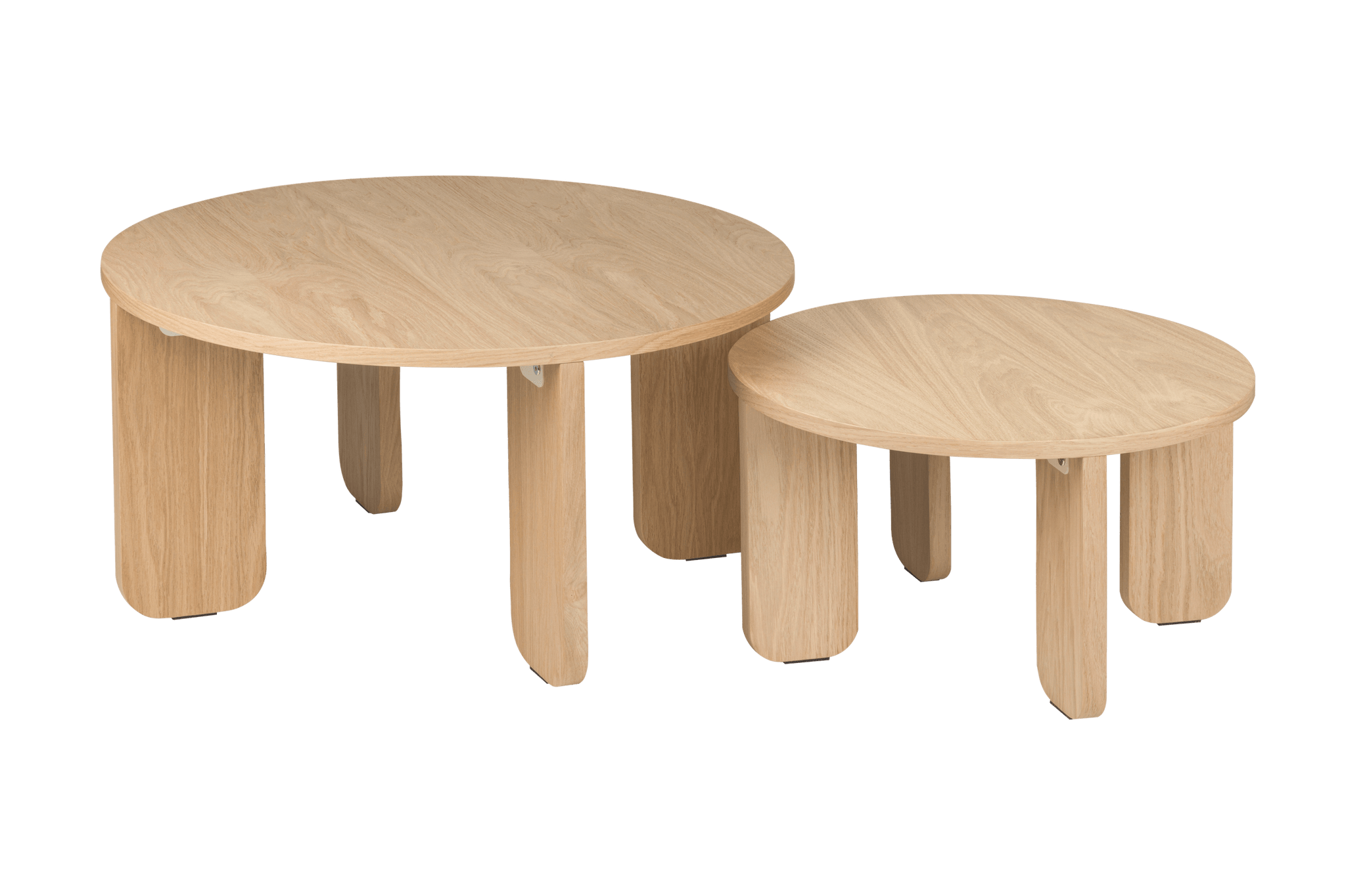 Kuvu Nest of Tables - round, natural oak tables 55 & 75 cm - noo.ma