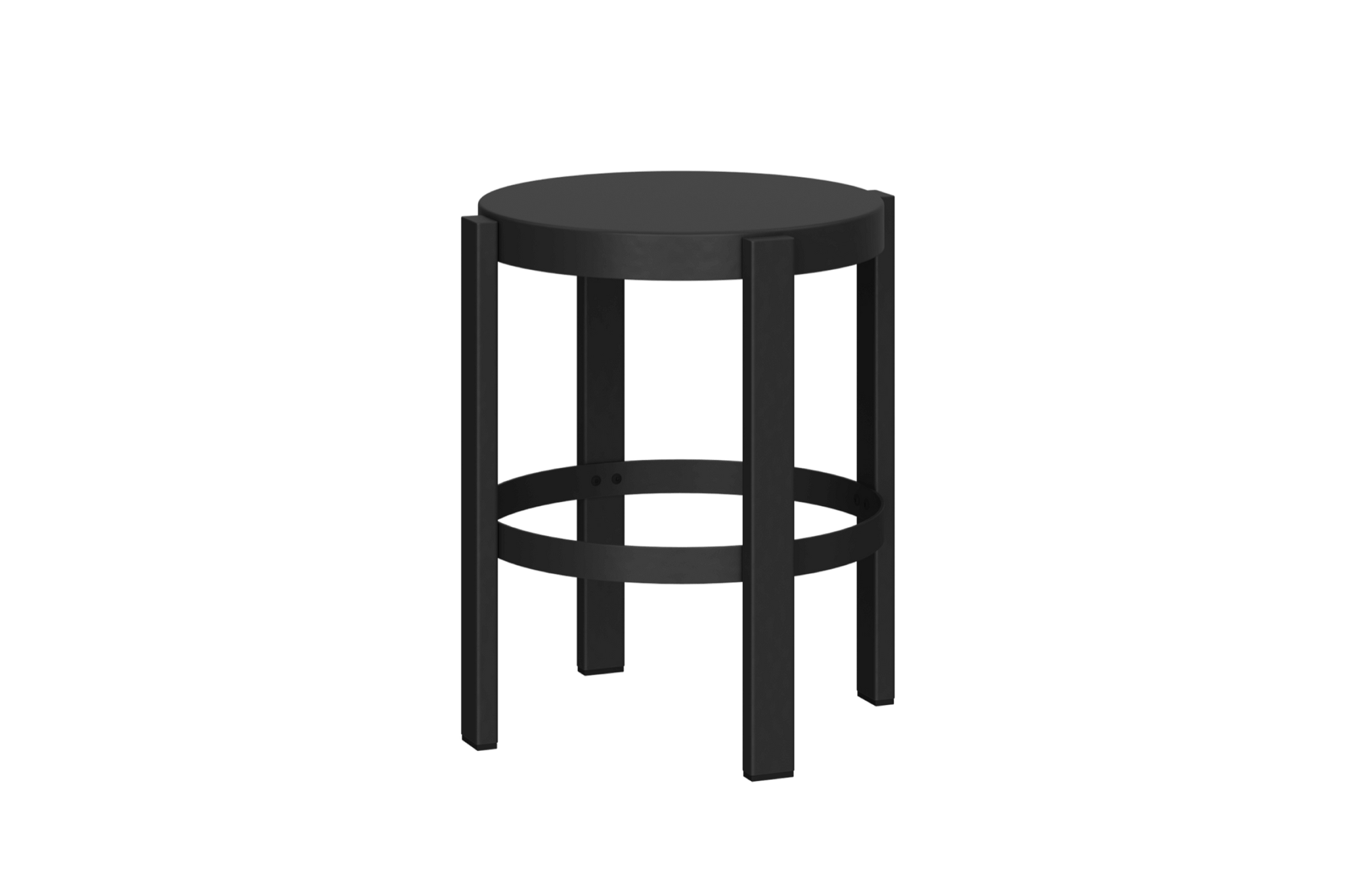 Doon Stool - minimal small, round steel stool in black - noo.ma