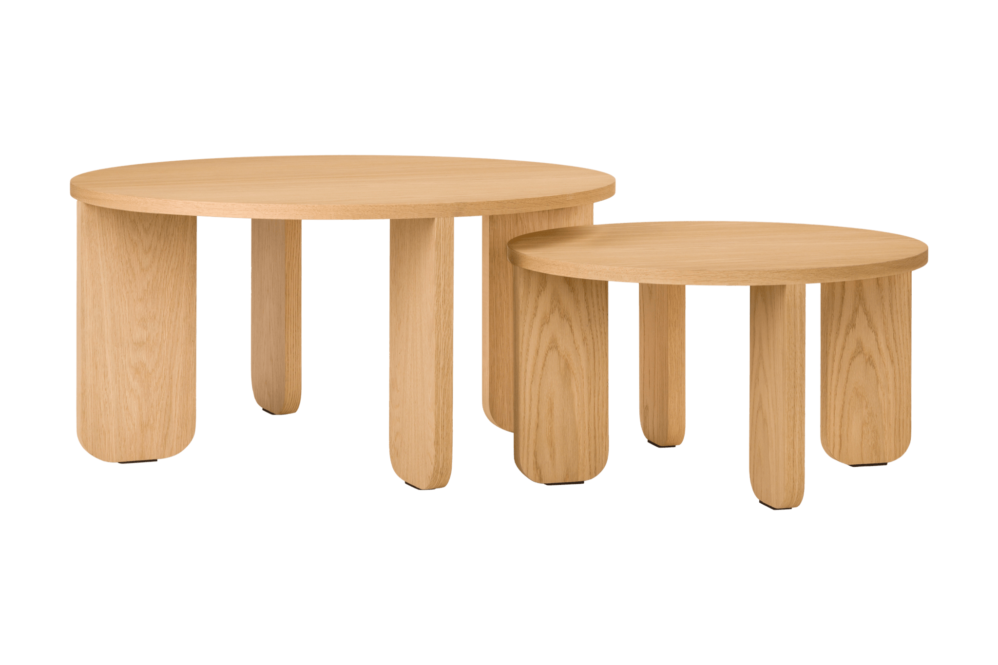 Kuvu Nest of Tables - round, natural oak tables 55 & 75 cm - noo.ma
